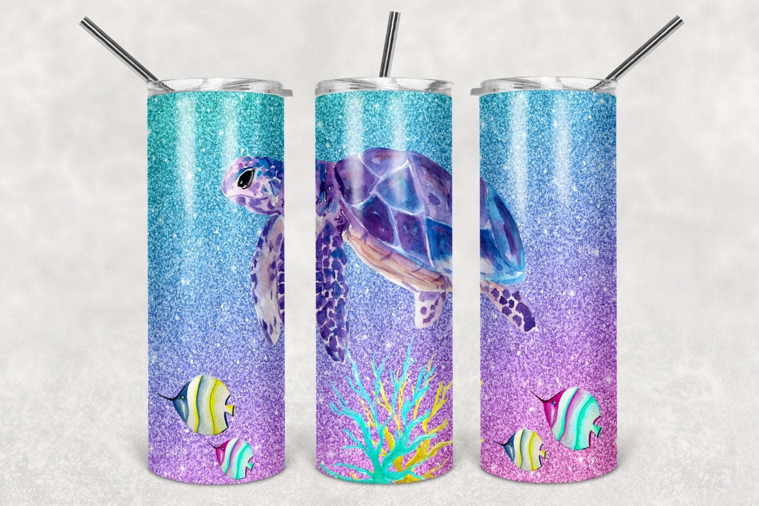 Sea turtle faux glitter background | Mountain Valley Creations