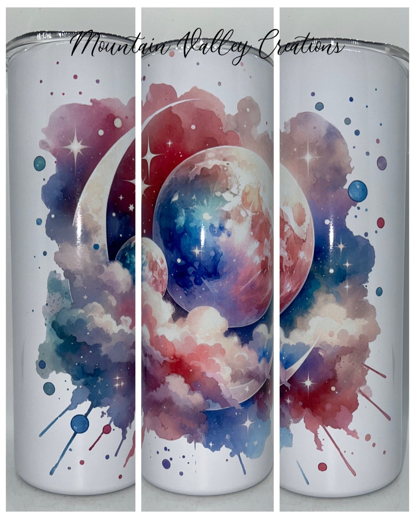Pastel moons and clouds, paint splatter | Mountain Valley Creations